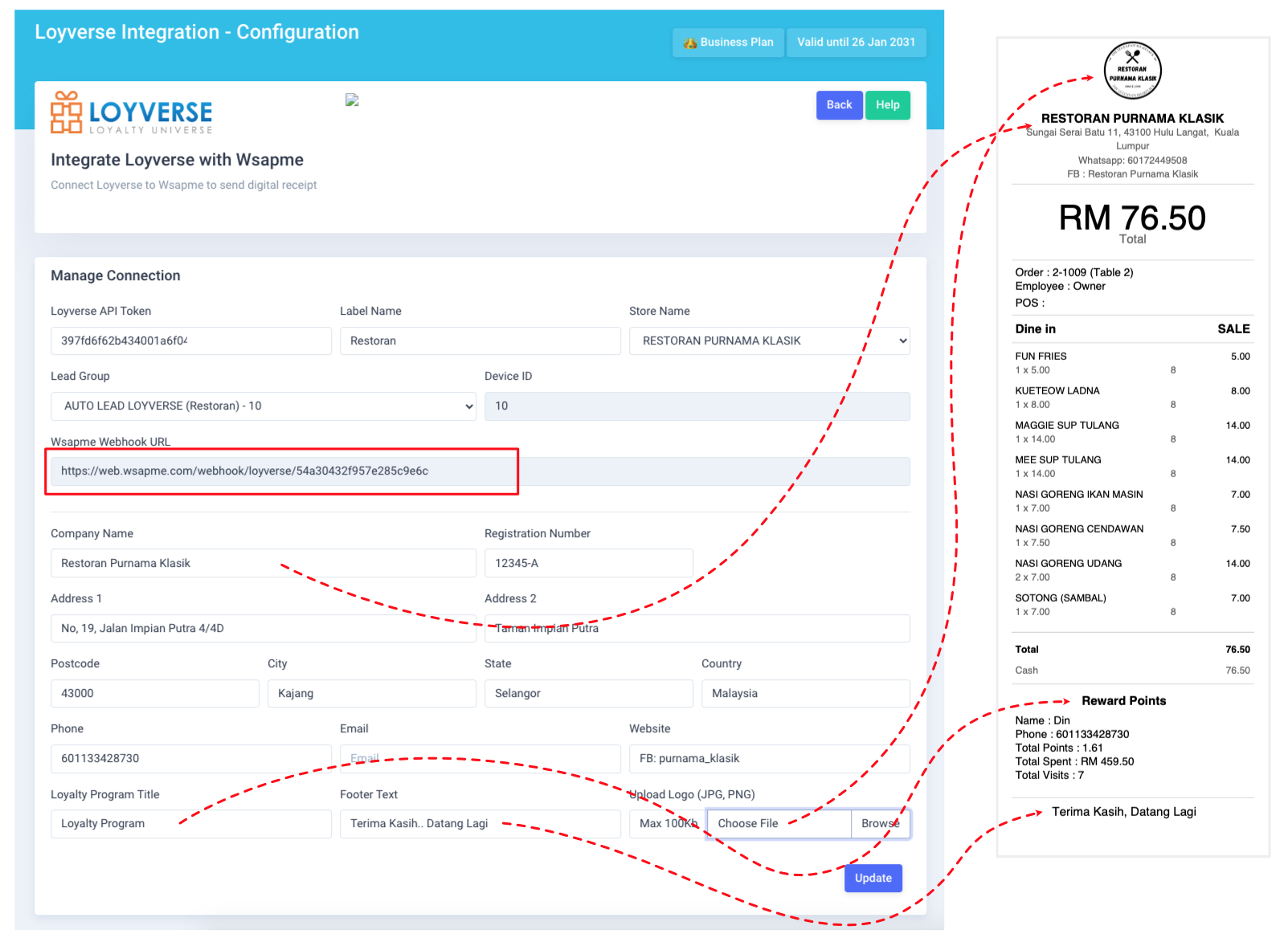 Loyverse Digital Receipt Integration – BotKu – Your Whatsapp CRM Solutions